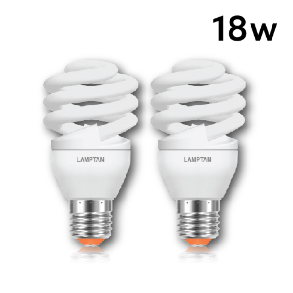 [Clearance Sale] [แพ็คคู่] LAMPTAN หลอดไฟ Compact Fluorescent (สไปรัล 18W แสงขาว)