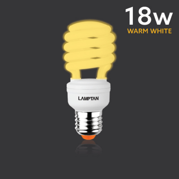 [1แถม2] [Clearance Sale] LAMPTAN หลอดไฟ COMPACT FLUORESCENT 18W Warm White