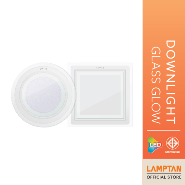 LAMPTAN โคมไฟ LED Downlight Glass Glow หน้ากระจกขอบแก้ว หน้ากลม 24w แสงขาว